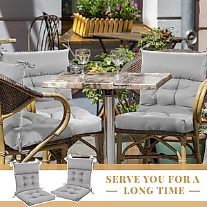 Sintuff 44 x 21 x 4 Patio Chair Cushions Outdoor Chair Cushions Seat/Back Tufted Pillow with Ties All Weather Replacement Indoor Patio Furniture Outdoor Furniture(Light Gray,4 Pcs)