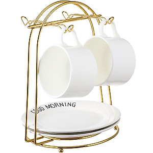 Toddmomy Iron Coffee Cup Holder Rack, Gold (8.25X6.68X5.89in), Storage for Home Kitchen Desktop