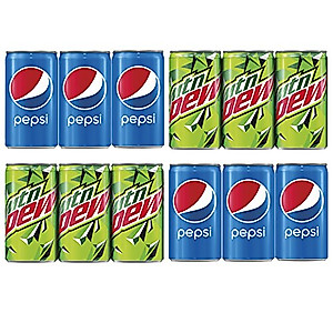 Pepsi and Mtn Dew Mini Can Variety Pack, 7.5 oz Cans, 24 Count(Packaging may vary)