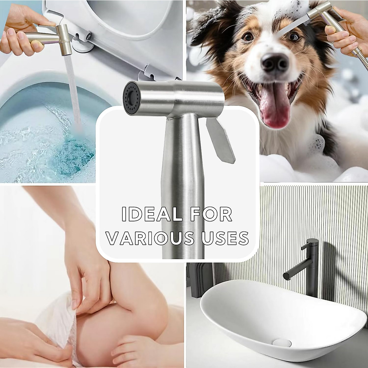 Handheld Bidet Sprayer for Toilet - Bidets for Existing Toilets Adjustable Water Pressure with Bidet Hose for Feminine Wash, Stainless Steel Muslim Shower Jet Spray for Toilet