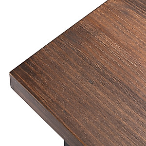 SOSPIRO 60 inch Solid Wooden Dining Bench with Metal Frame, Farmhouse Indoor Kitchen Table Bench Seating for Dining Room Living Room Entryway, Brown