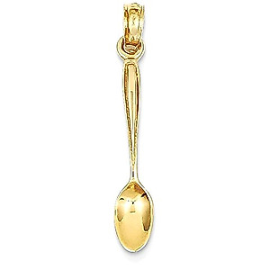 IceCarats 14K Yellow Gold Table Spoon Necklace Charm Pendant 27mm x 5mm Only