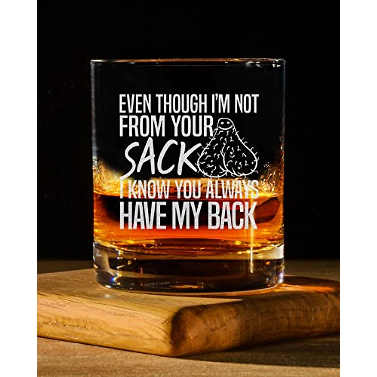 CARVELITA I Know You Always Have My Back Whiskey Glass - 11oz Old Fashion Bourbon Rocks Glass - Bonus Dad Gifts - Step Dad Gifts - Birthday Gifts For Stepdad - Stepdad Gifts - Sarcastic Gifts