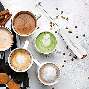 SIMPLETaste Milk Frother Handheld Battery Operated Electric Foam Maker, Drink Mixer with Stainless Steel Whisk and Stand for Cappuccino, Bulletproof Coffee, Latte