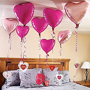 12Pcs Heart Shape Foil Balloons, 18" Balloons Aluminum Foil Decorations Suitable for Birthday Parties, Weddings, Engagement Parties, Valentine's Day Decorations, Celebrations, Anniversaries (Pink)