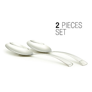 Large Buffet Serving Spoons - MIJIG Set of 2 Custom Designed Mirror-Polished Stainless-Steel Utensil Set for Homes, Hotels & Party Planners – Dinner Flatware Set with Exquisite Packaging