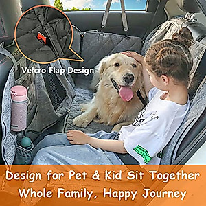 Hanjo Pets Car Dog Cover Back Seat - Car Hammock for Dogs Waterproof - Dog Car Seat Cover for Backseat with Mesh Window Multiple Pockets for Car/SUV Nonslip Rubber Back Washable Material