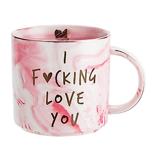 Hendson Girlfriend Anniversary, Birthday, Romantic Gift - I Love You - Cute Couple Gifts Ideas for Girlfriend, Wife, Fiance, Mom, Her, Couples - Pink Marble Mug, Ceramic 11.5oz Coffee Cup