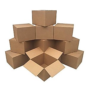 Amazon Basics Cardboard Moving Boxes, 12 Pack, Large, Brown, 20" x 20" x 15"