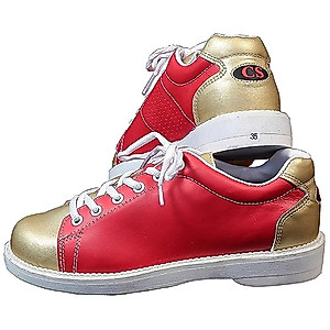 NGARY Womens Bowling Shoes Breathable Non-Slip Lawn Bowl Trainers Lightweight Athletic Sneakers,Red,8