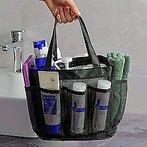 JOYISEN Mesh Shower Caddy with 8 Storage Pockets Hanging Shower Tote Bag for Home Gym Travel Dorm Bathroom Washing Bag Case with Handle