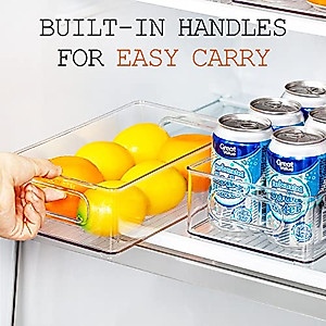 LotFancy Refrigerator Organizer Bins, 4 Pack,10x6x3 in, Clear Plastic Storage Bins for Pantry Organization, Stackable Containers for Fridge, Kitchen Drawer, Freezer, Cabinet