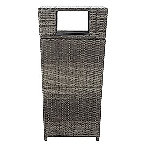 SAFAVIEH Outdoor Collection Mazeli Grey Brown Woven Square Lid Trash Bin (Fully Assembled) PAT7512C