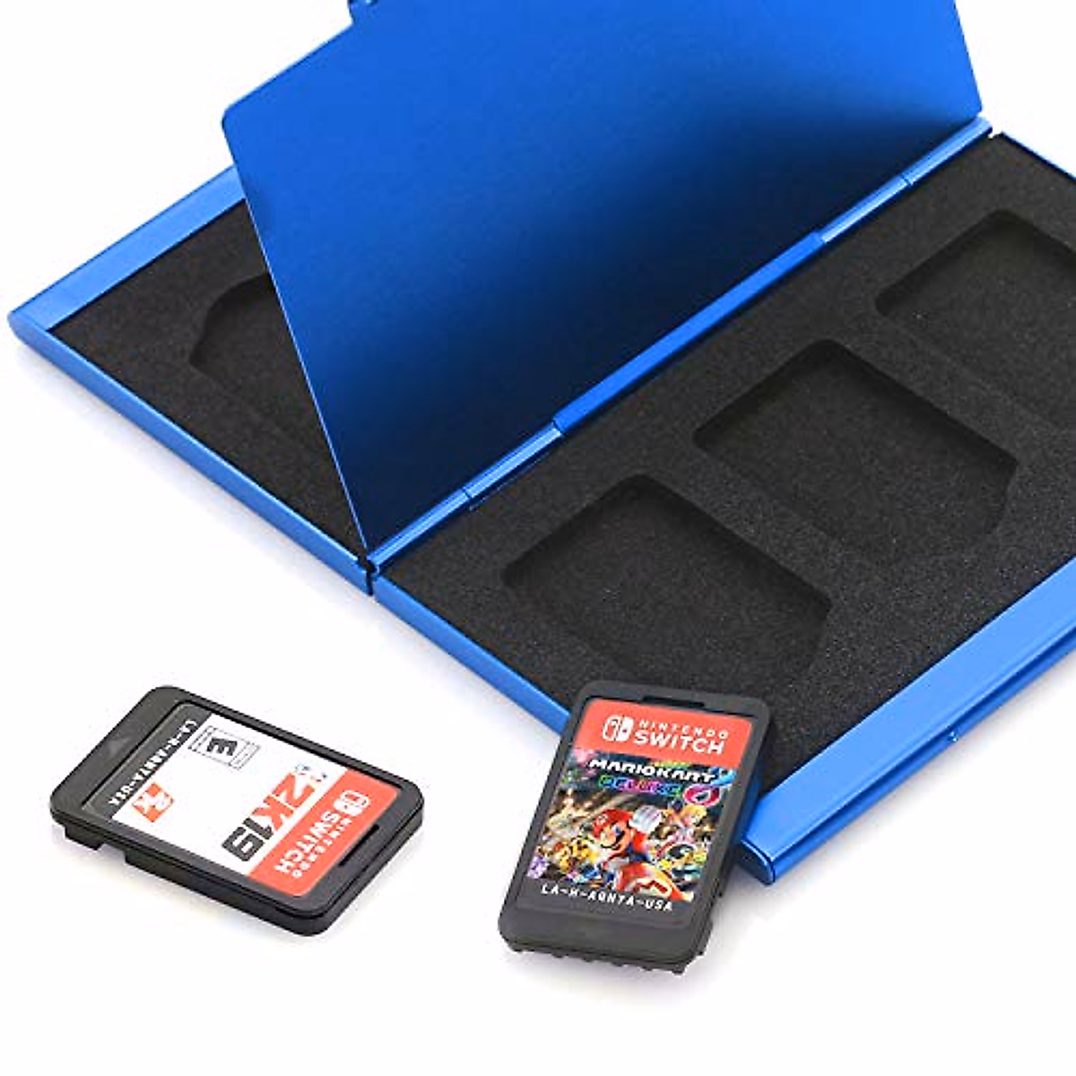 Premium Game Card Case for Nintendo Switch, Aluminum Game Cartridge Holder for Nintendo Switch (Hold 6 Game Cards) (Blue)