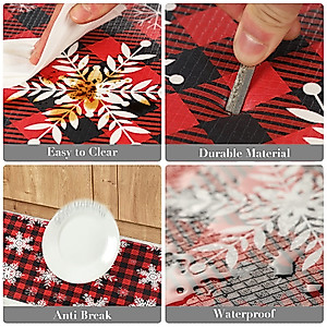 Anti Fatigue Kitchen Rugs Christmas Snowflake Buffalo Plaid Kitchen Mats Set of 2 Cushioned Comfort Standing Mats Non Slip Waterproof Kitchen Carpet for Sink 17.3"x29"+17.3"x47"