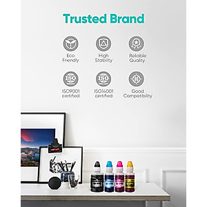 GI-290 Refill Ink Bottles Kit Replacement for Canon GI-290 for PIXMA G4200, PIXMA G3200, PIXMA G4210, PIXMA G2200, PIXMA G1200 Printer Tray (1 Black,1 Cyan,1 Magenta,1 Yellow, 4 Pack)