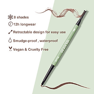 Gray Eyebrow Pencil Liner, Ultra Slim Eyebrow Pencil Automatic Brow Definer Long Lasting, Waterproof Micro Fine Triangle Tip Double Head Brow Sculptor for Natural Eye Brow Lamination Makeup Look, Grey, YES.EYE DO