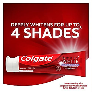 Colgate Optic White Advanced Teeth Whitening Toothpaste, 2% Hydrogen Peroxide Toothpaste, Sparkling White, 3.2 Oz, 3 Pack