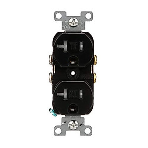 Eaton TRBR20BKBXSP 20-Amp 3-Wire 125-Volt Tamper Resistant Commercial Grade Duplex Receptacle 2-Pole, Black