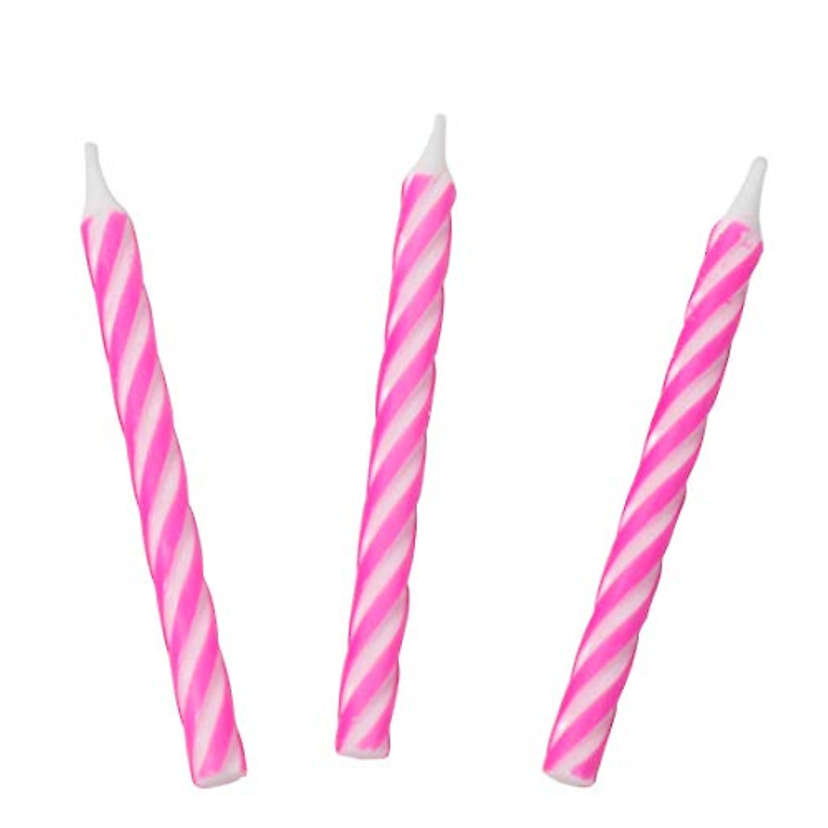 Jacent Classic Striped Spiral Birthday Candles Party Supplies, 24 Count Per Pack, 1-Pack Pink