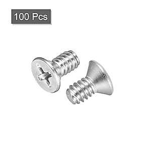 uxcell 10#-24x3/8" Flat Head Machine Screws Phillips 304 Stainless Steel Bolts 100pcs
