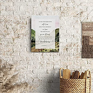 Bible Verse Canvas Print Decor Let Your Roots Grow Down Colossians 2:7 Wall Painting Posters Artwork 12”X15” Watercolor Home Office Decoration (Framed)