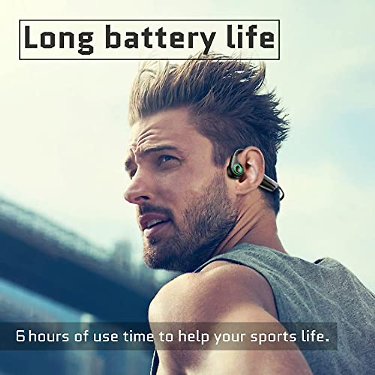 ESSONIO Bone Conduction Headphones Open Ear Headphones Bluetooth Headphones with Microphone IPX7 Waterproof Headphones Wireless Headphones for Sport Open Ear with 32G Memory