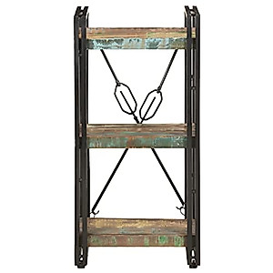 vidaXL 3-Tier Bookcase Book Cabinet Bookshelf Stand Shelf Storage Rack Home Organizer Side Cabinet Living Room Office 15.7" Solid Reclaimed Wood