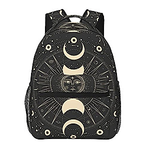 DADABULIU School Backpack Moon Mystic Sun Astrology Tarot Goth for Women Girl Student Bookbag Durable Casual Daypack Teens College Lightweight Hiking Travel Bag Over 3 Years Old