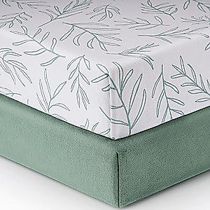 Babebay Crib Sheets for Boys and Girls, Fitted Baby Crib Sheet Neutral for Standard Crib Mattress & Toddler Bed Mattress (52"x28"), Soft and Safe Cotton Green Crib Sheets, 2 Pack (Sage Green)