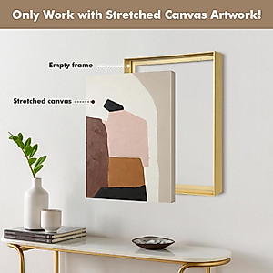 Floating Frame for 16x20 Canvas Paintings, DIY Metal Canvas Frame with 1.5" Deep, Modern Floater Frame for Oil Paintings Portrait Landscape Living Room Bedroom Home Office Wall Art Decor (Gold)