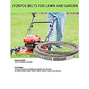 ZYZKPDS Mower Deck Belt for Toro 119-8820 120-3892 ss5000 SS5060 with 50" Deck 1/2 x 141inch Kevlar Cord Belt