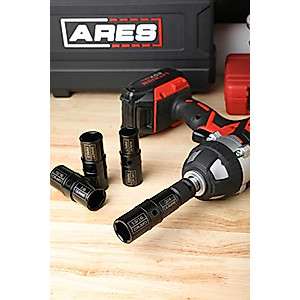 ARES 59010-5-Piece 1/2-inch Drive Lug Nut Flip Socket Set - Includes 17mm, 19mm, 21mm, 22mm Metric Sizes & 3/4-Inch, 13/16-Inch, 7/8-Inch, 15/16-Inch SAE Sizes - Impact Grade Chrome-Moly Steel