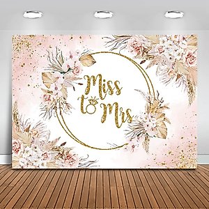 Mocsicka Boho Miss to Mrs Backdrop Bridal Shower Engagement Party Decorations Boho Floral Wedding Bride to Be Engagement Photography Background (7x5ft)