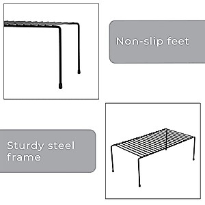 Smart Design Classic Storage Shelf – Large (8.5 x 16 in.), Black – Sturdy Steel Pantry Organizer with Rust-Resistant Finish and Non-Slip Feet for Easy Home Organization and Storage