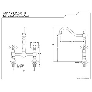Kingston Brass KS1178TX Heritage 8-Inch Centerset Kitchen Faucet Without Sprayer, Brushed Nickel