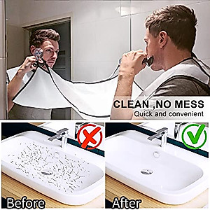 Beard Apron, Beard Bib Beard Trimming Catcher Bib Beard Hair Catcher for Men Shaving Beard Bib Hair Catcher Beard Hair Catcher for Sink Non-Stick Beard Cape,Grooming Gifts for Men-White