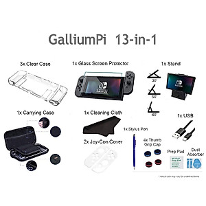 GALLIUMPI Newest Nintendo Switch 32GB Console with Gray Joy-Con, 6.2" Multi-Touch 1280x720 Display, WiFi, Bluetooth, HDMI Deluxe 13-in-1 Bundle