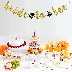 INNORU Bride to Bee Banner, Bridal Shower Party Decorations, Wedding Bee Party, Bee Engagement Bachelorette Party Decoration Gold Glitter