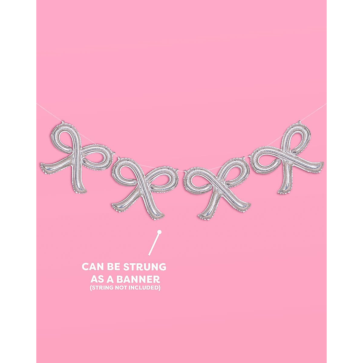 xo, Fetti Bow Balloon Holographic Foil - 4 pk, 22" | Bachelorette Party Decorations, Bow Theme Birthday Party, Bridal Engagement Decor, Coquette Cute Supplies, Girl Baby Shower, Tea Bday Ribbon Decor