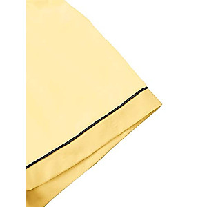 Floerns Women's Notch Collar Short Sleeve Sleepwear Two Piece Pajama Set Yellow Solid M