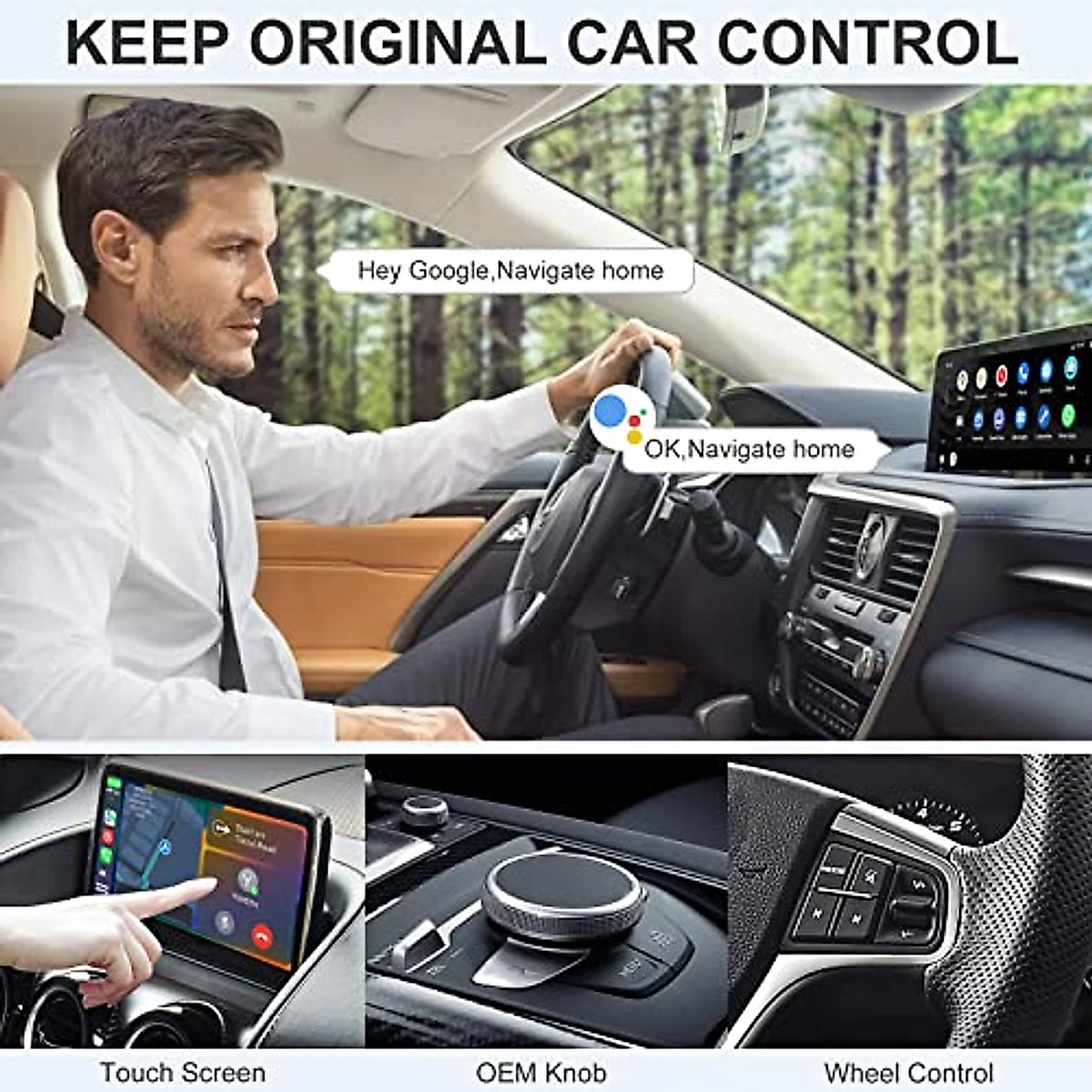 YUVETH Wireless Android Auto Adapter 2023 Newest Version, Wireless A2A Dongle for OEM Wired AA Car Model 2017-2023, Plug & Play 5Ghz WiFi Auto Connect Support Online Update for Android 11-13, White
