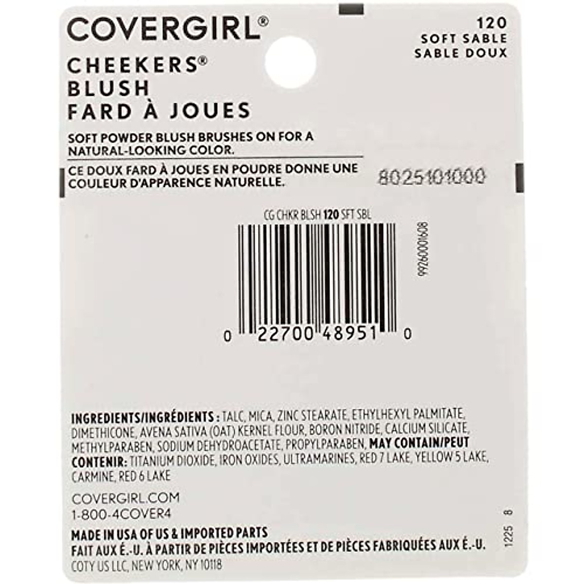CoverGirl Soft Sable 120 Cheekers Blush -- 3 per case.