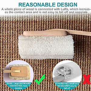 3 Pack Natural Exfoliating Loofah luffa loofa Bath Brush On a Stick - with Long Wooden Handle Back Brush for Men & Women - Shower Sponge Body Back Scrubber