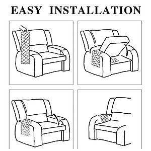 Sofa Armrest Cover, Water Proof 1/2/3 Seater Sofa Headrest Slipcovers Quilted Nonslip Removable Armchair Cover Furniture Protector for Recliner Leather Sofa Couch (Light Gray,3 Seat Recliner 5 pc)