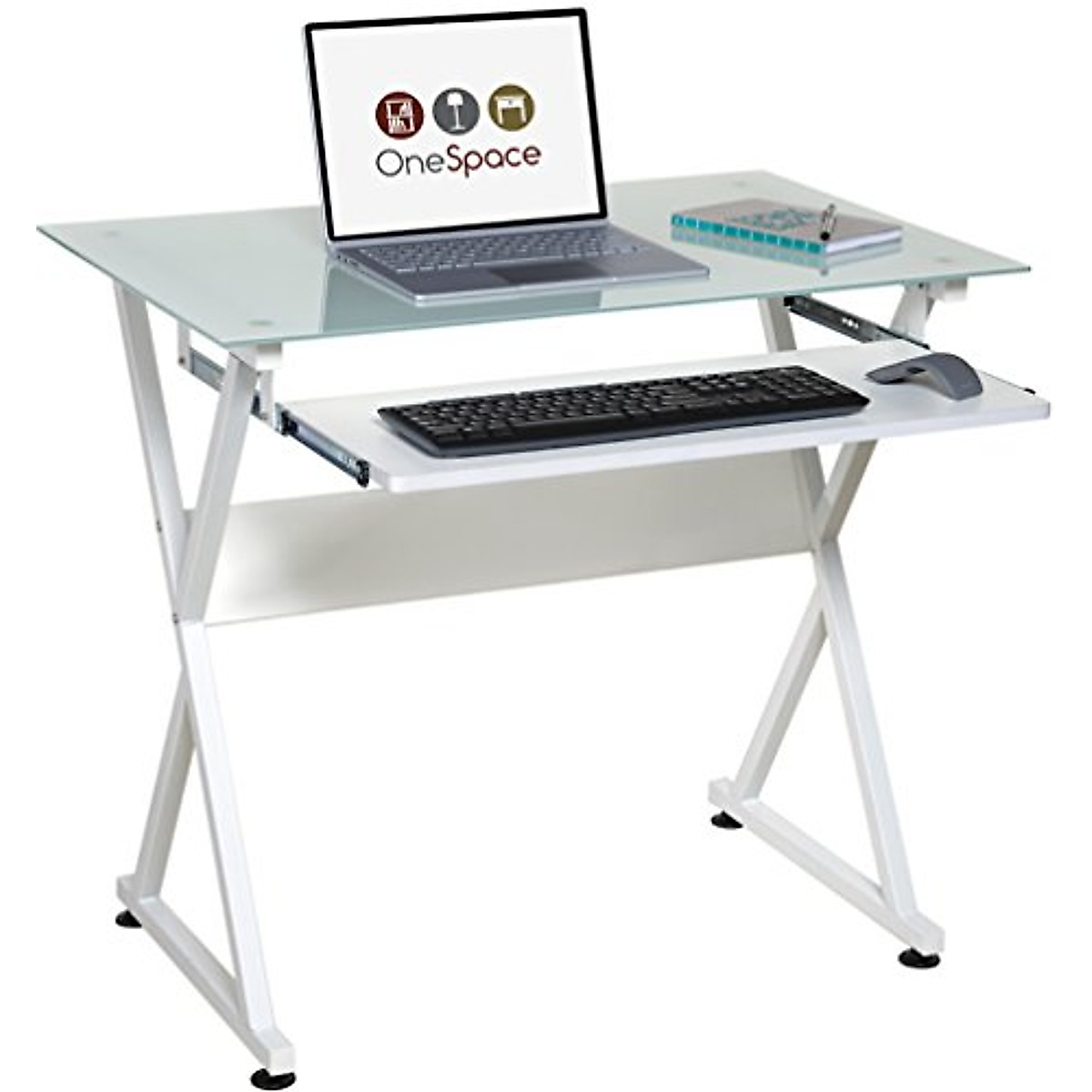 OneSpace Ultramodern Glass Computer Desk, White