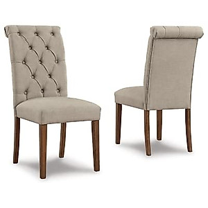 Signature Design by Ashely Harvina French Country Tufted Upholstered Dining Chair, 2 Count, Beige