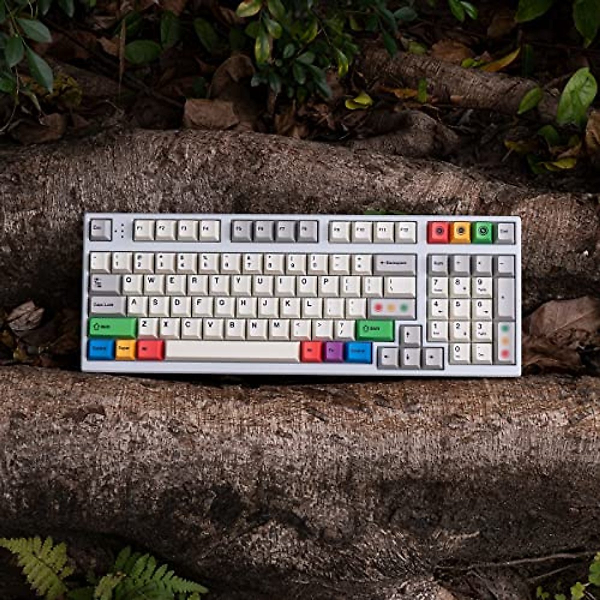 PBT Grey White Keycaps Set Cherry Profile 141 Keys Custom Dye-Sub Keyboard Keycaps for 60% 65% 70% 100% Cherry Gateron MX Switches Mechanical Keyboards