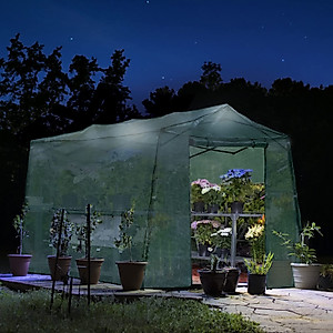 Joyside Walk-in Greenhouse 8.5 Ft x 11 Ft Pop-up Outdoor Green House Plant Gardening Canopy, Roll-up Zipper Entry Doors and 2 Large Roll-Up Side Windows with Garden Hand Shovel(Large, Green)