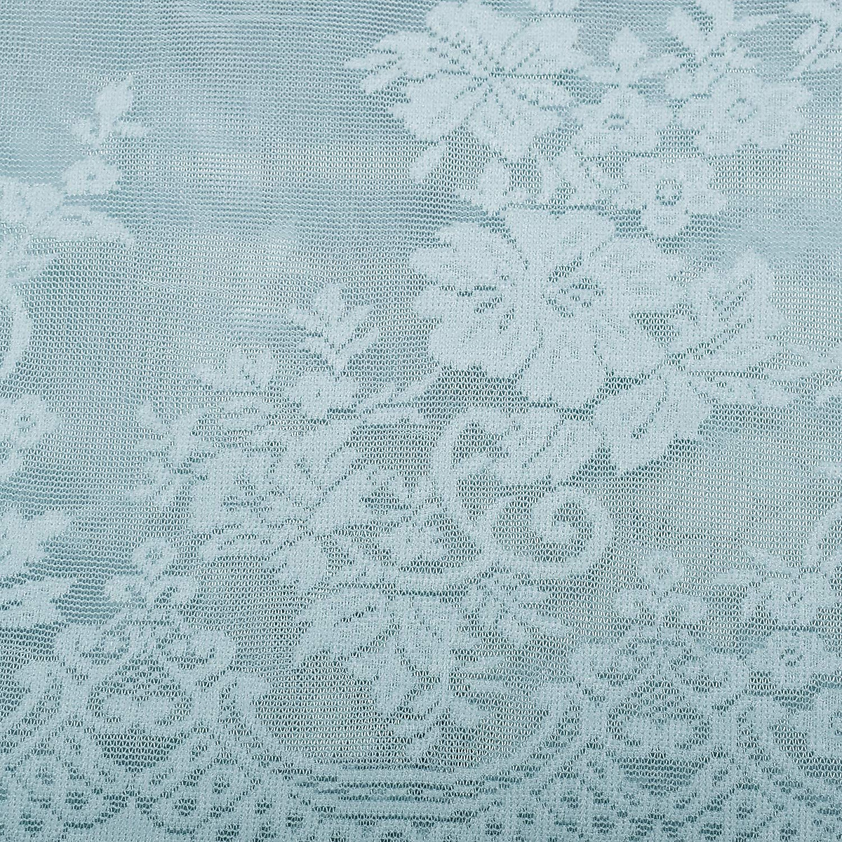 Molaxhome Kitchen Window Valance Lace Curtains, 102x16inch Floral Sheer Rod Pocket Curtain Valance for Dinning Bath Room(2pcs Blue 51x16)